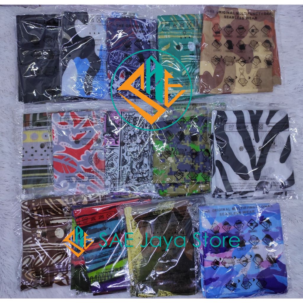 Jual SAE-MASKER BUFF BANDANA HITAM POLOS DAN MOTIF MULTIFUNGSI TANPA ...