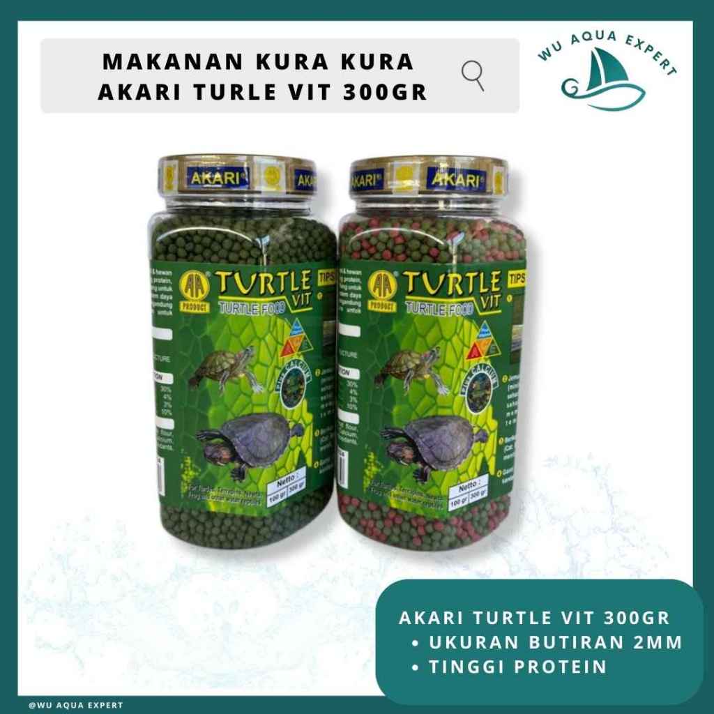 Jual Pakan Ikan Kura Kura AKARI TURTLE VIT 300gr Iguana Reptil Pelet ...