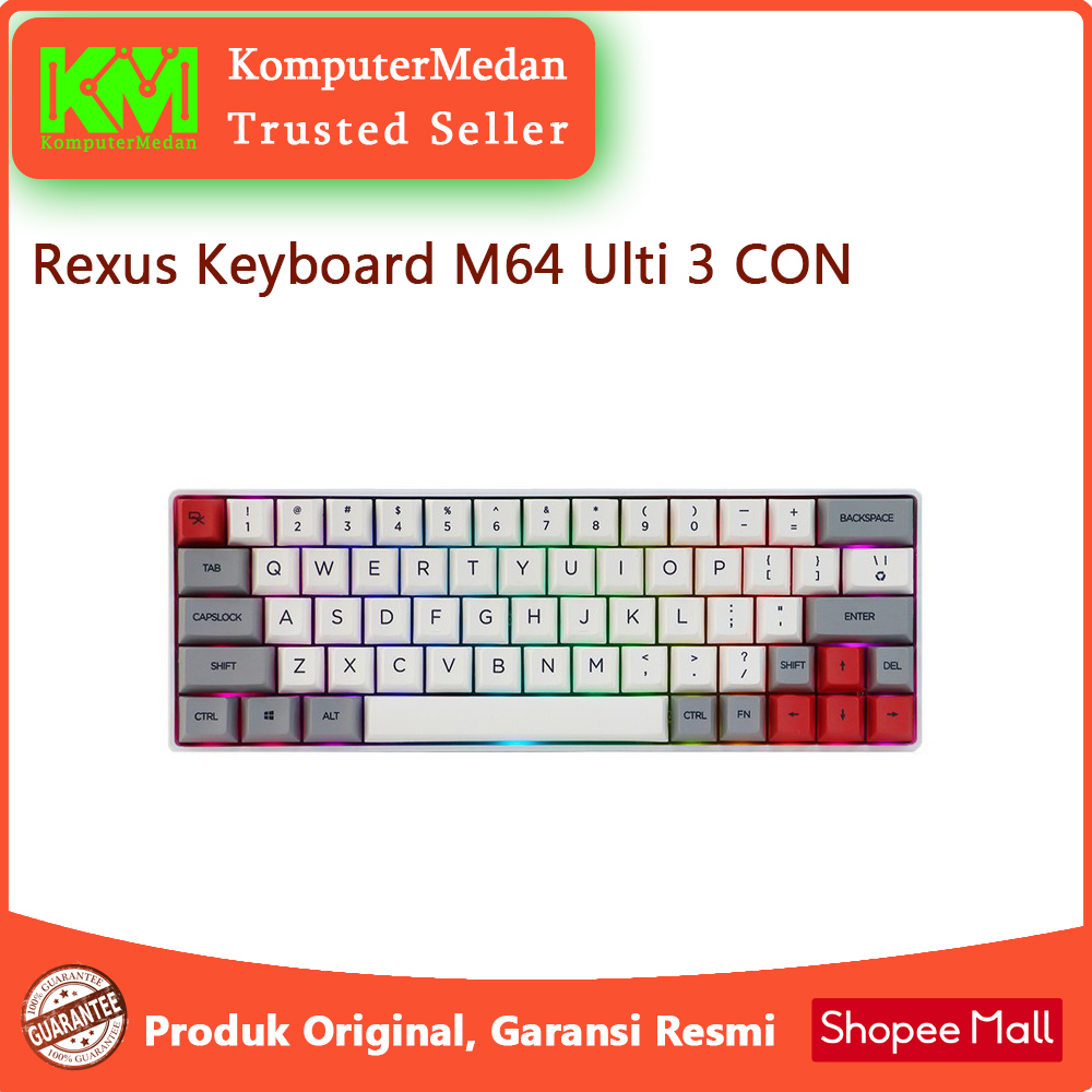 Jual Rexus Keyboard Gaming Mecha M64 Ulti 3 CON White GPRO Red Switch ...
