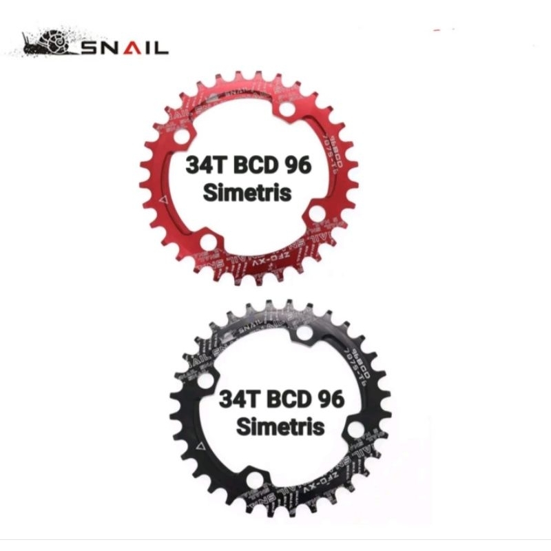 Jual Snail Chainring 34T BCD 96 Simetris Chain ring Narrow wide Crank ...