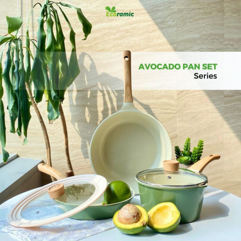 Jual Ecoramic Avocado Pan Set Teflon Cookware | Shopee Indonesia