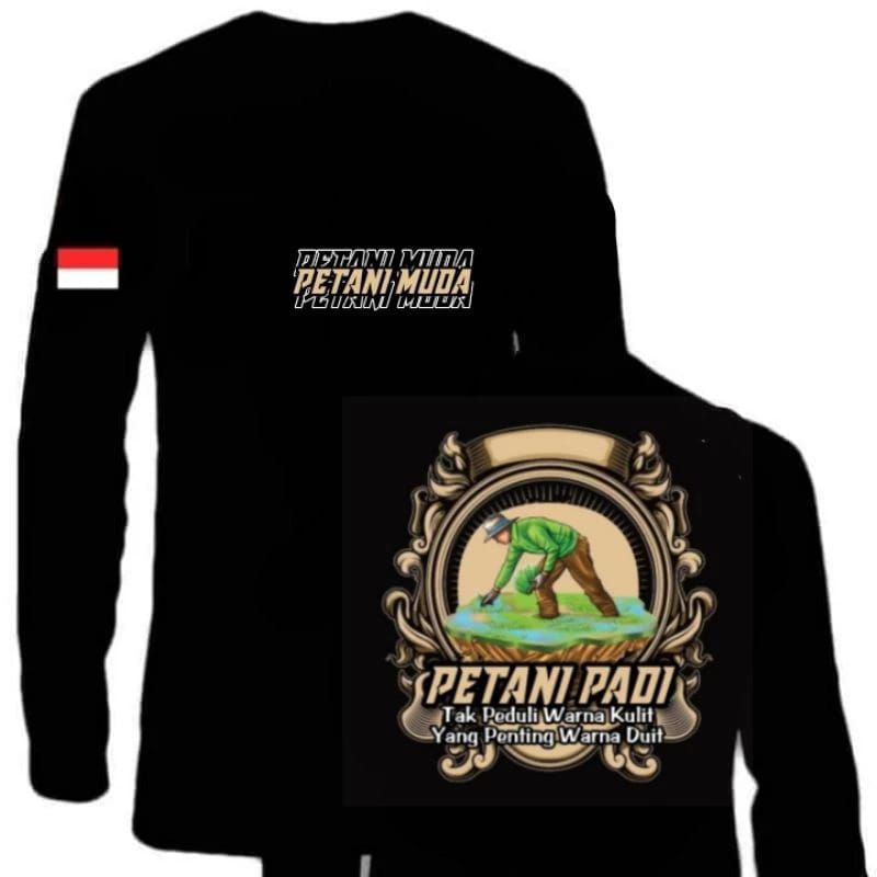 Jual KAOS LENGAN PANJANG PETANI PADI BINGKAI BULAT NANAM PADI | Shopee ...