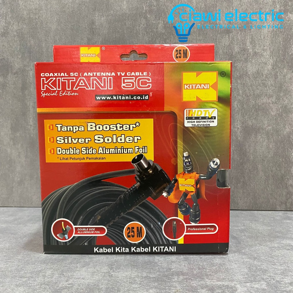 Jual Kabel antena TV tanpa booster Kitani 5C panjang 25 METER | Shopee Indonesia