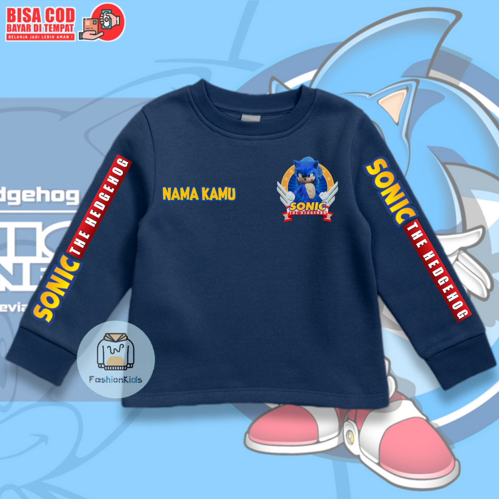 Jual Kaos Anak Sonic The Hedgehog Tangan Panjang / Baju Anak Sonic The ...