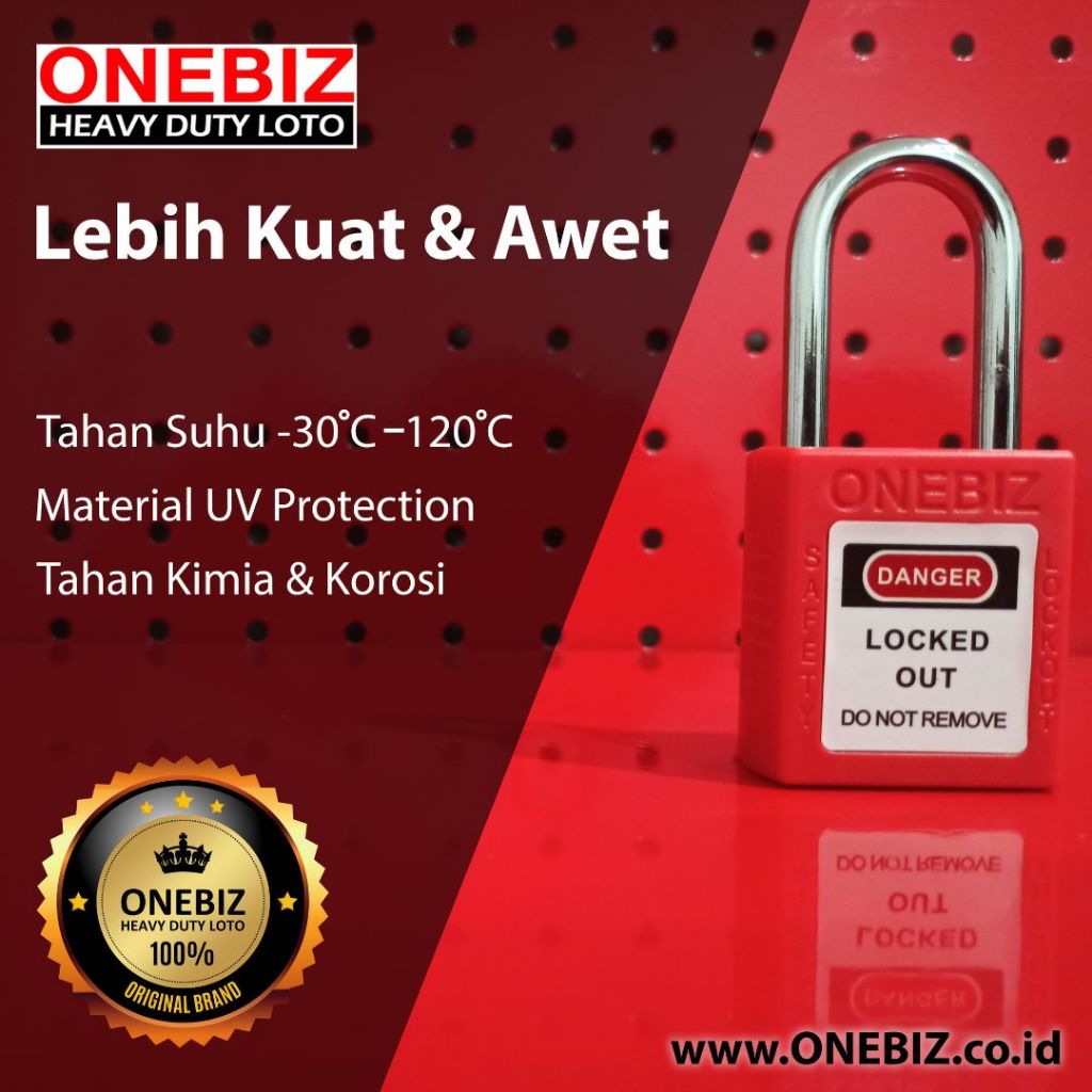 Jual Loto safety padlock Gembok thermoplastic Red 38mm lockout tagout ...