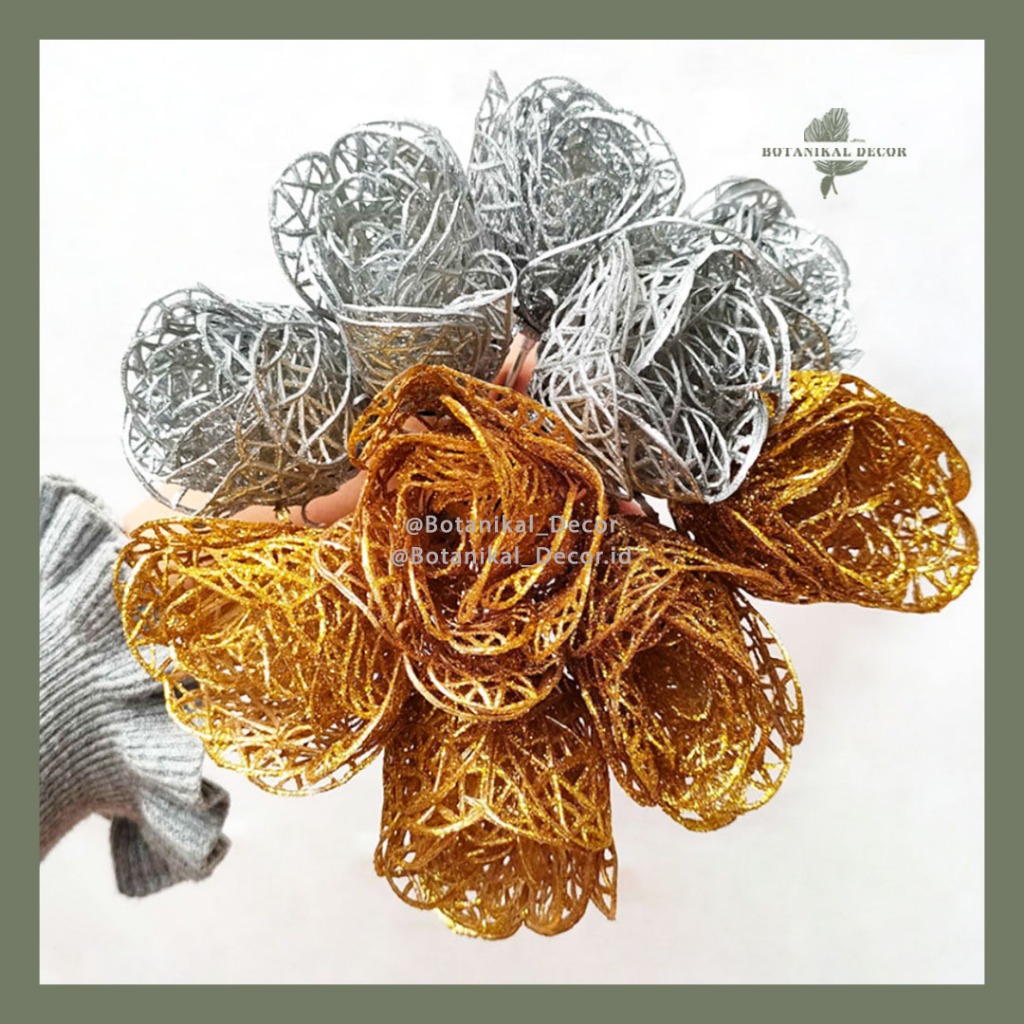 Jual Artifical Gold Sliver Rose Bunga Mawar Dekorasi Bunga Palsu ...