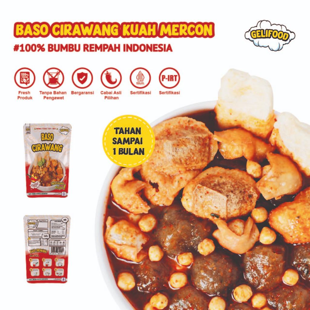 Jual Gelifood - Baso Cirawang Kuah Mercon Isi Jando Tetelan Sapi 180 gr ...