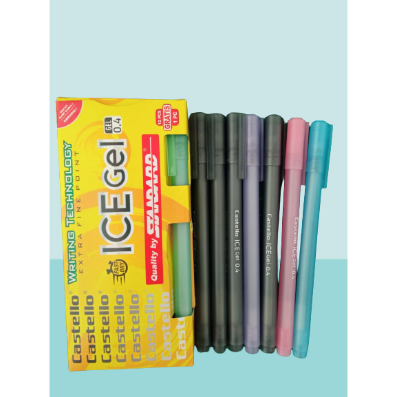 Jual (13 PCS) BOLPEN CASTELLO/ ICE GEL STANDARD 0,4 | Shopee Indonesia