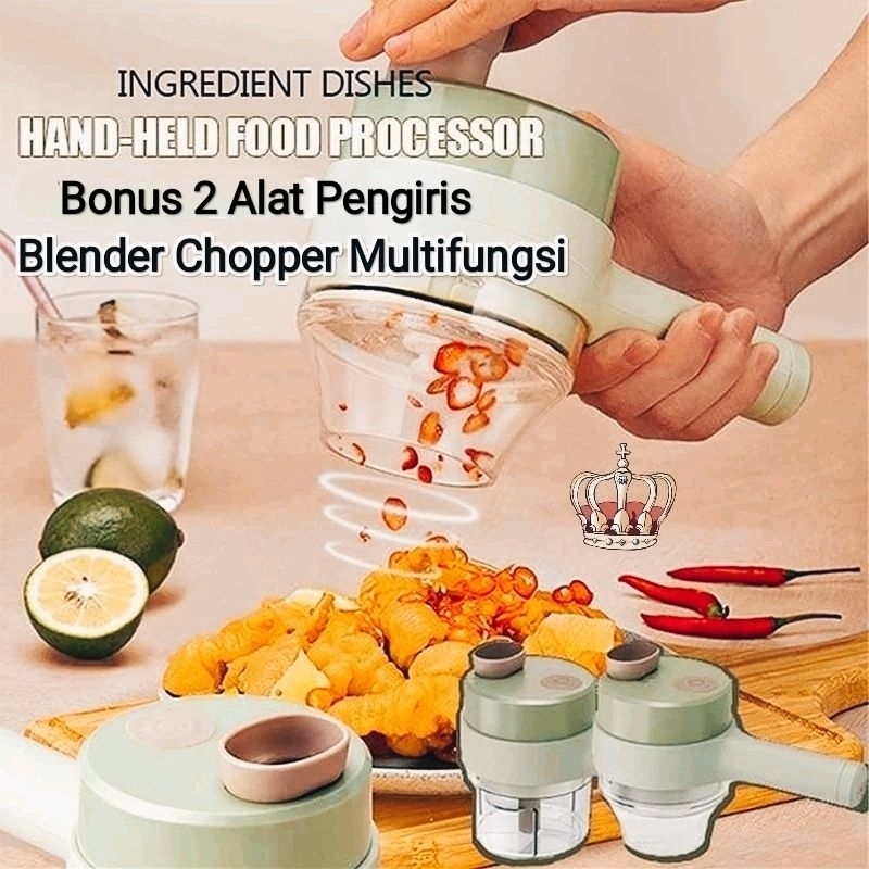 Jual Mini Food Chopper Electric Charging Blender 4IN1 Menggiling ...