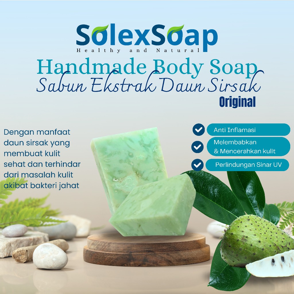 Jual Sabun Natural Ekstrak Daun Sirsak Original Netto 100 gram | Shopee ...
