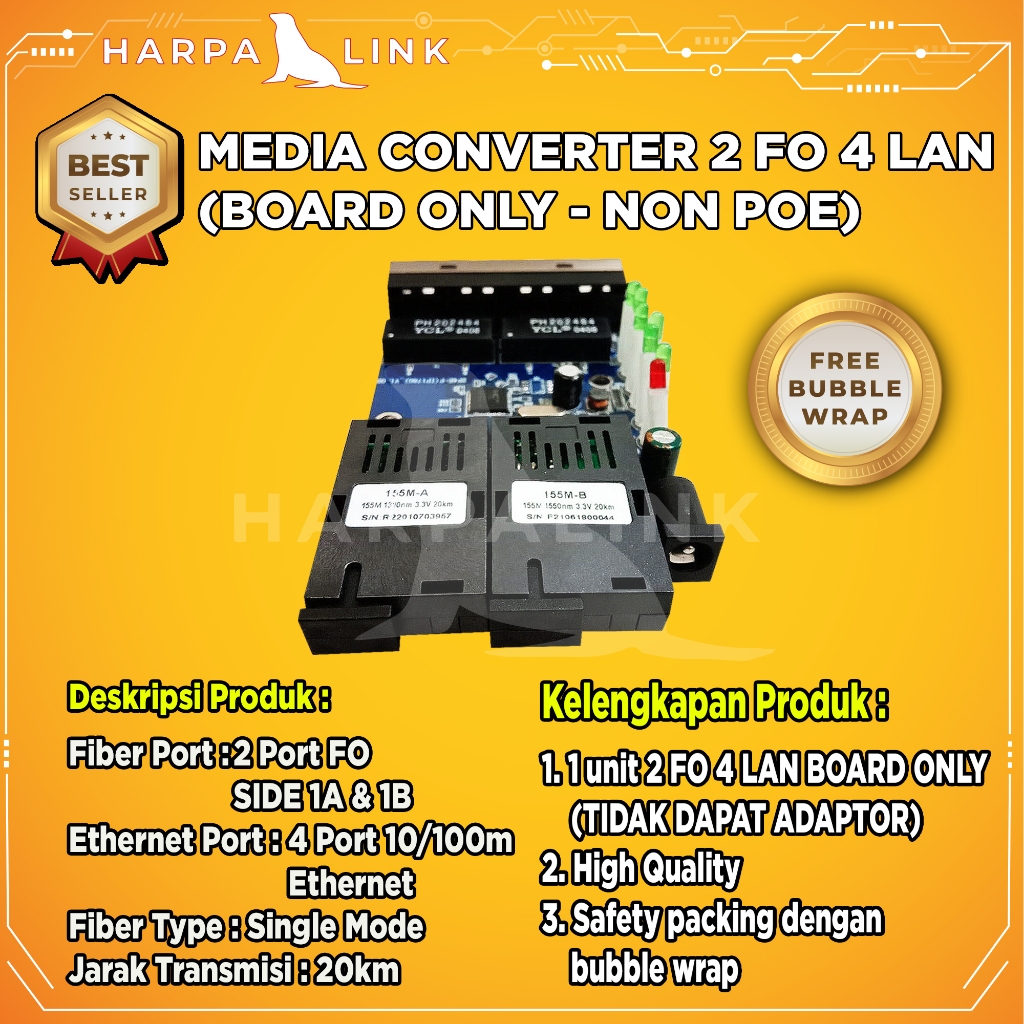 Jual Media Converter 2 FO 4 LAN 2 SC 4 RJ45 2F4E 10/100 Mbps PCB Board ...