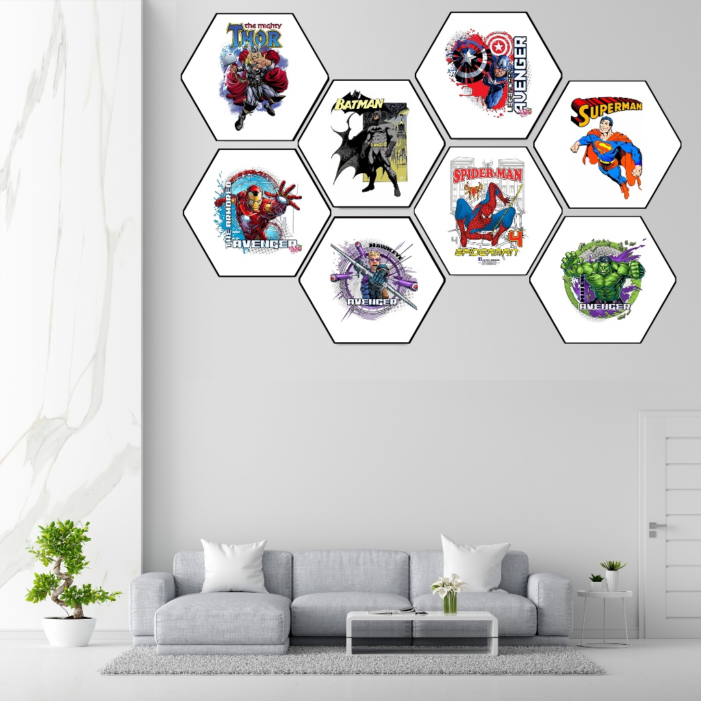 Jual POSTER KAYU HEXAGONAL TEMA SUPER HERO AESTHETIC / POSTER KAYU ...