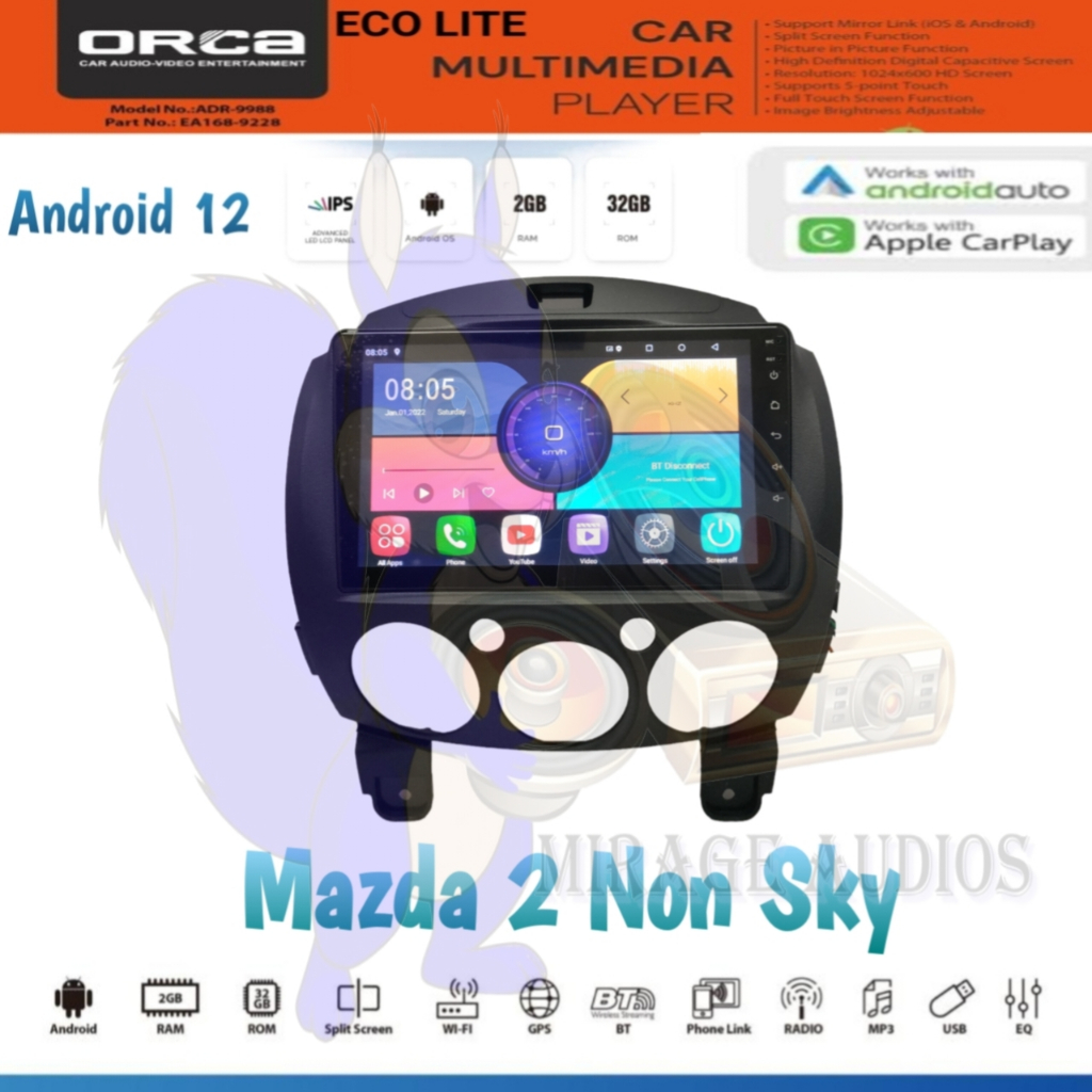 Jual Head Unit Android Orca Eco Lite For Mazda 2 2010 up 9 inch pnp 2GB ...