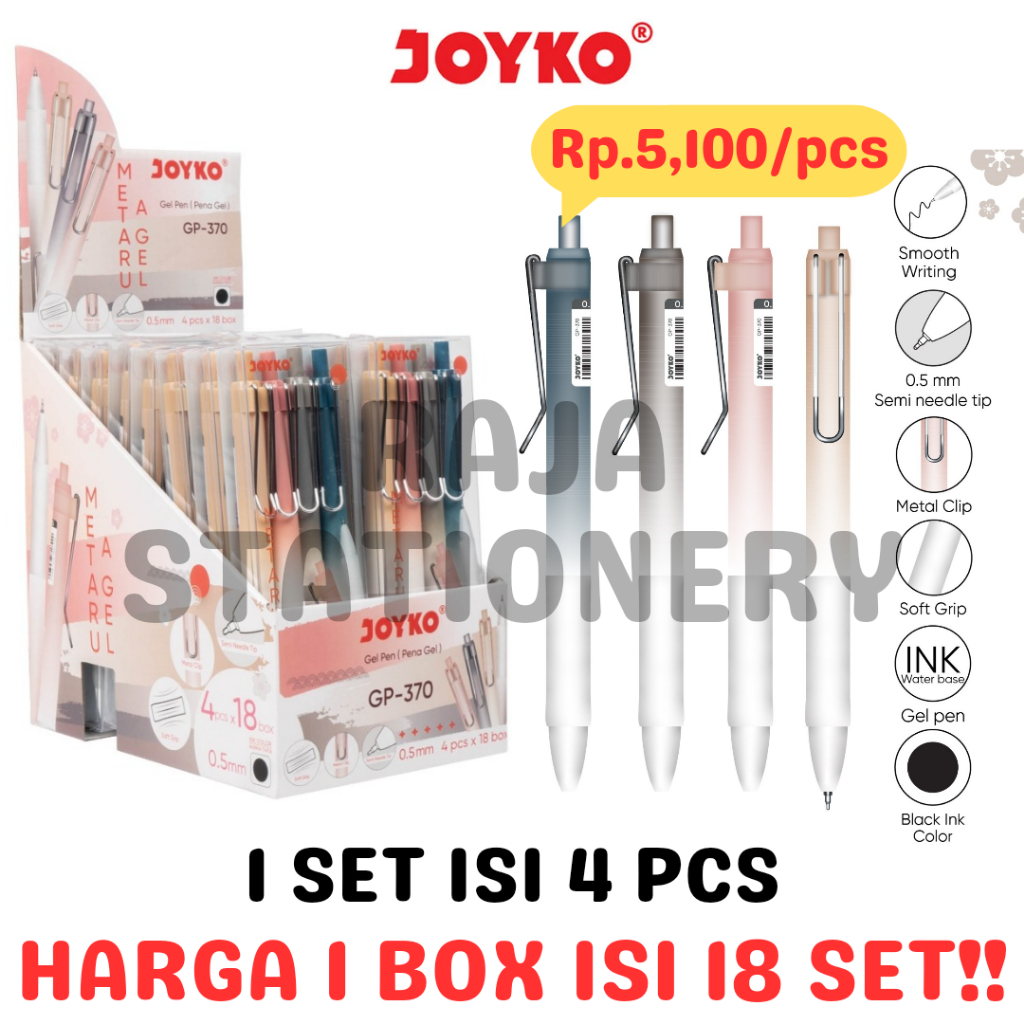 Jual JOYKO GEL PEN 0.5 BLACK PEN PULPEN JOYKO CETEK HITAM GP-370 [72PCS ...