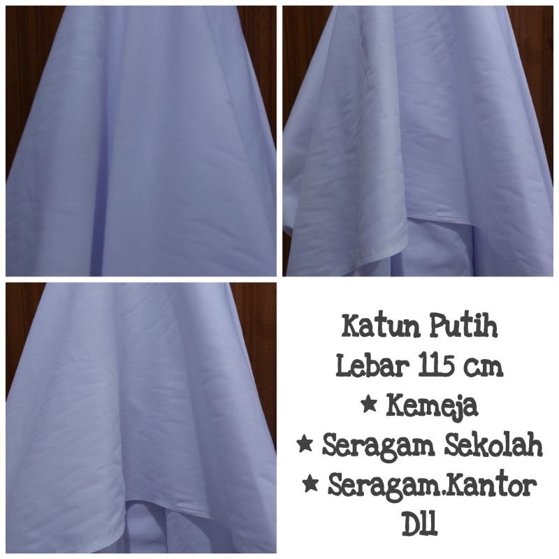 Jual Katun Putih Polos, harga per 1 meter = 32.000 lebar kain 115 cm ...