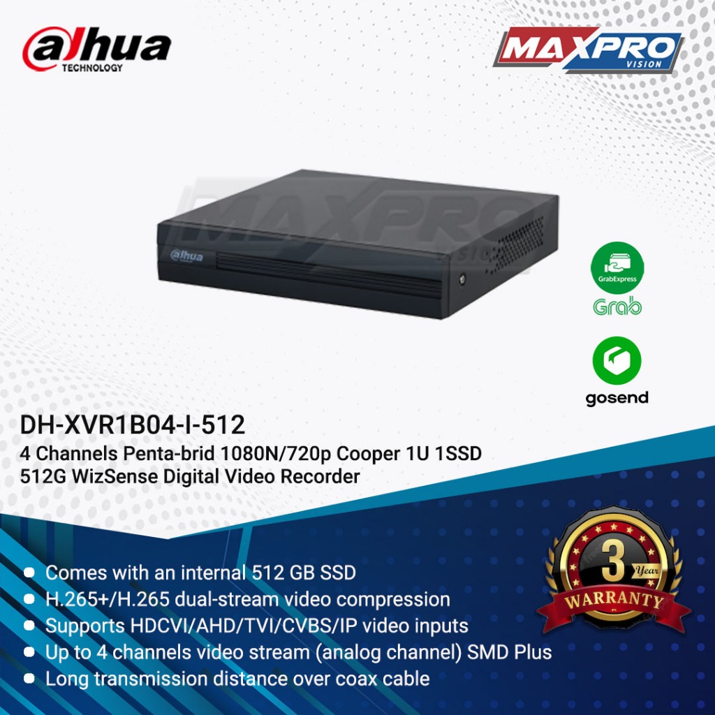 Jual DH-XVR1B04-I-512 - DAHUA DVR 4CH 2MP INTERNAL 512GB SSD | Shopee ...