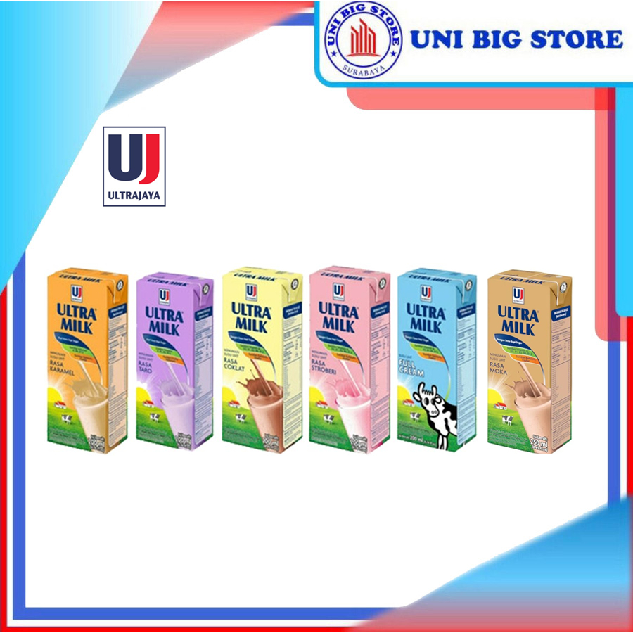 Jual Susu Ultra Milk UHT 200 ml Full cream - Taro - Strawberry - Coklat ...