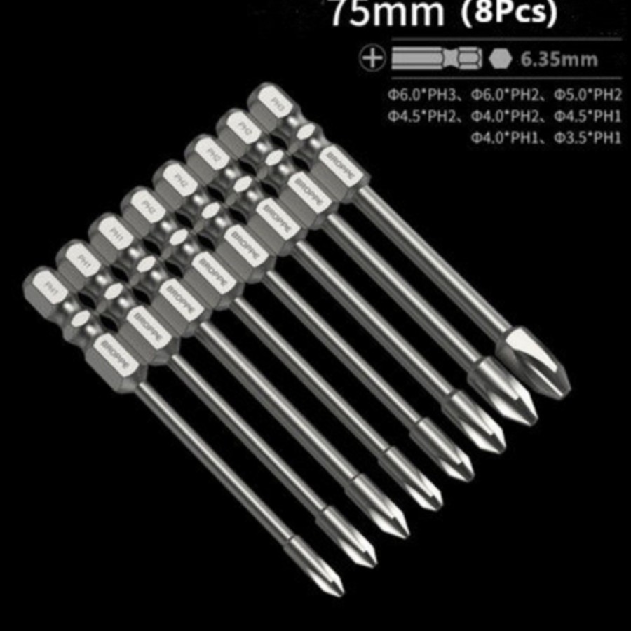 Jual 8pcs Mata obeng Plus Impact High Torque Hex Shank 1/4 magnetic ...