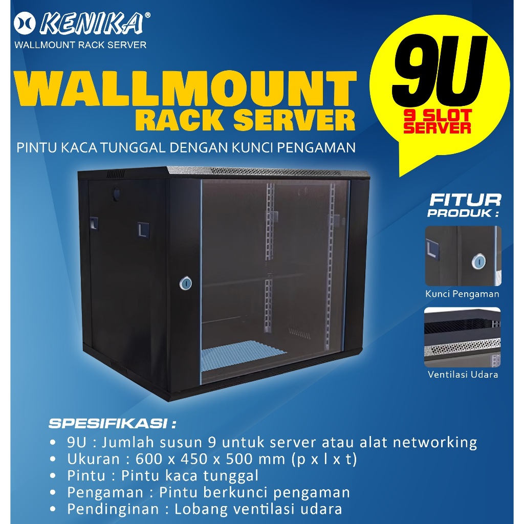 Jual KENIKA WALLMOUNTED RACK SERVER 9U | Shopee Indonesia