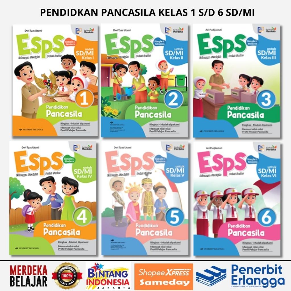 Jual Erlangga - ESPS Pendidikan Pancasila Untuk Kelas 1,2,3,4,5,6 SD/MI Kurikulum Merdeka ...