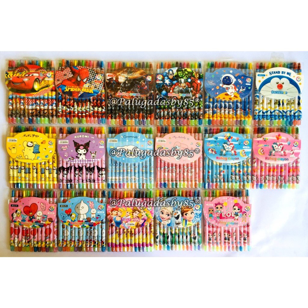 Jual (1 Set isi 12 Warna) GROSIR Crayon Putar 12W Panjang / Crayon ...