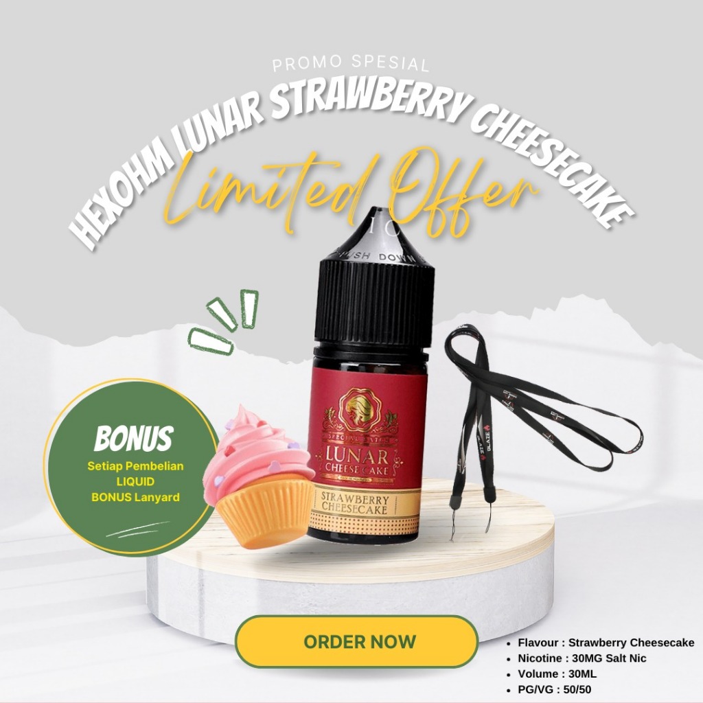 Jual Hexohm Lunar Strawberry Cheesecake Salt Nic 30ml 30mg, Liquid ...