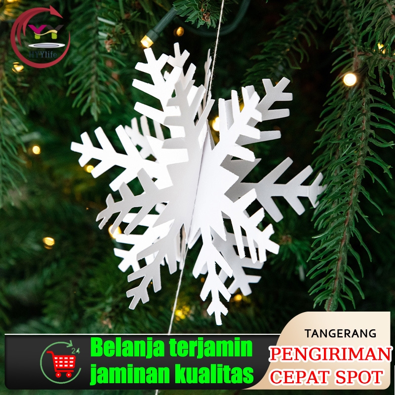 Jual 12Pcs 3m Party Christmas Snowflakes Decorations 3D Hollow ...