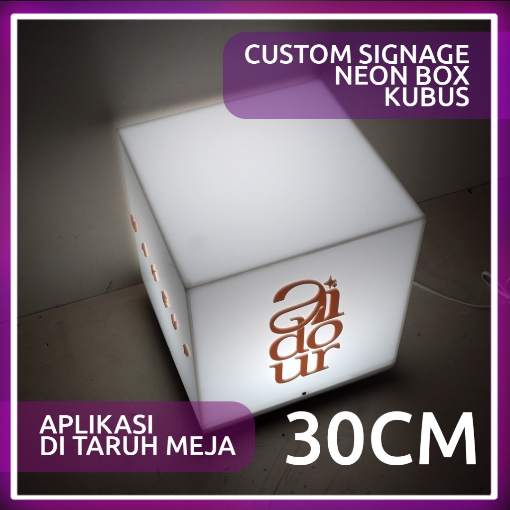 Jual Neon Box Kubus 30cm Hiasan Meja Custom Gambar | Shopee Indonesia