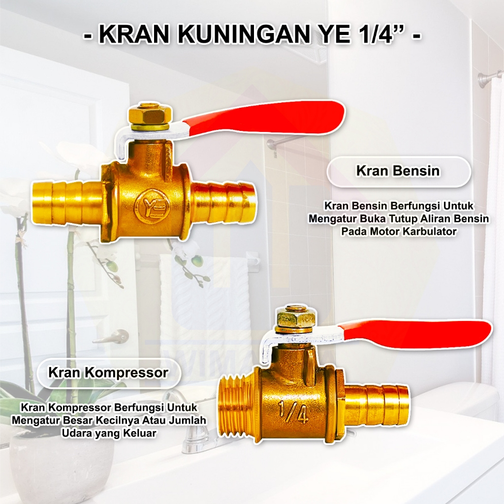 Jual KRAN KUNINGAN YE 1/4 INCH - KRAN BENSIN - KRAN KOMPRESSOR | Shopee ...