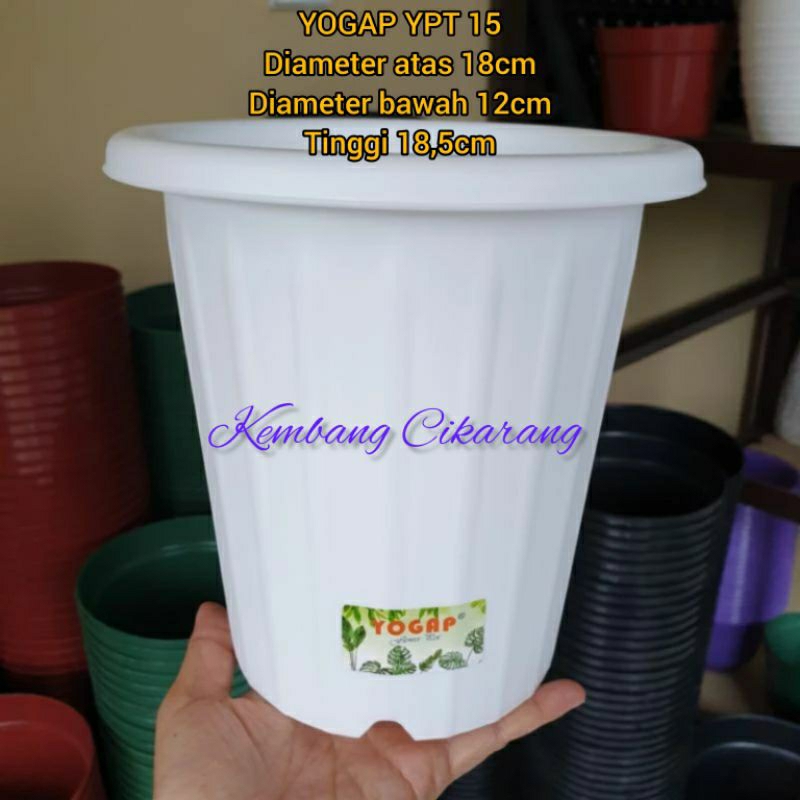 Jual (1pc) YOGAP TINGGI YPT 15 (18cm) : pot bulat tinggi tebal merah ...