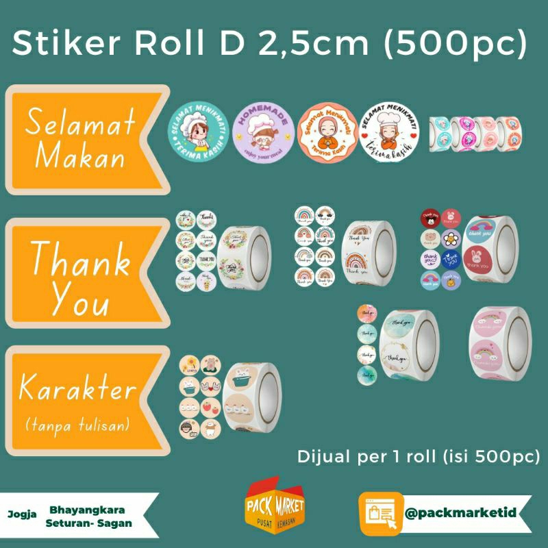 Jual Sticker Roll d 2,5 cm (1 roll isi 500pc) | Shopee Indonesia