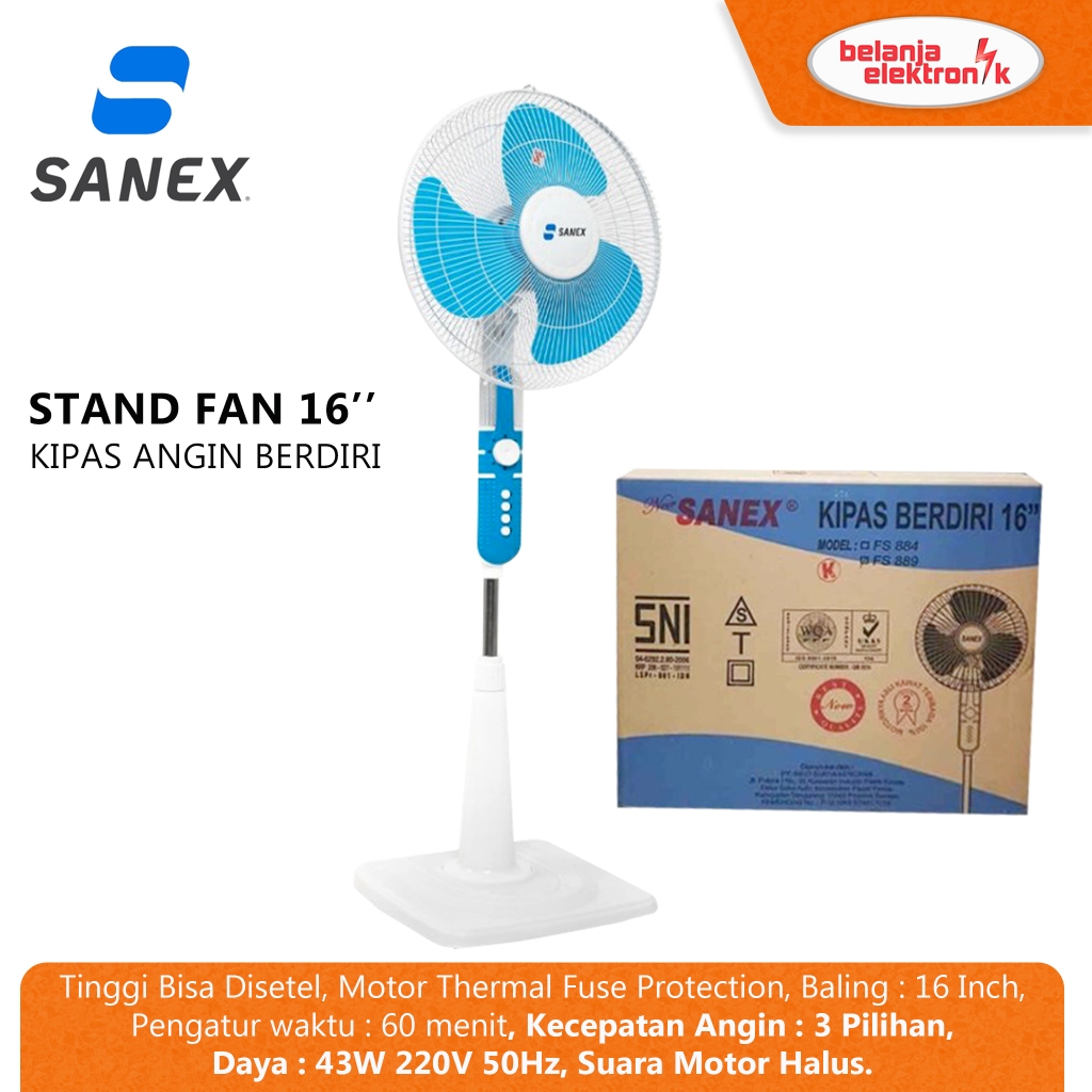 Jual KIPAS ANGIN BERDIRI SANEX STAND FAN 16 INCH FS 889/884 | Shopee Indonesia