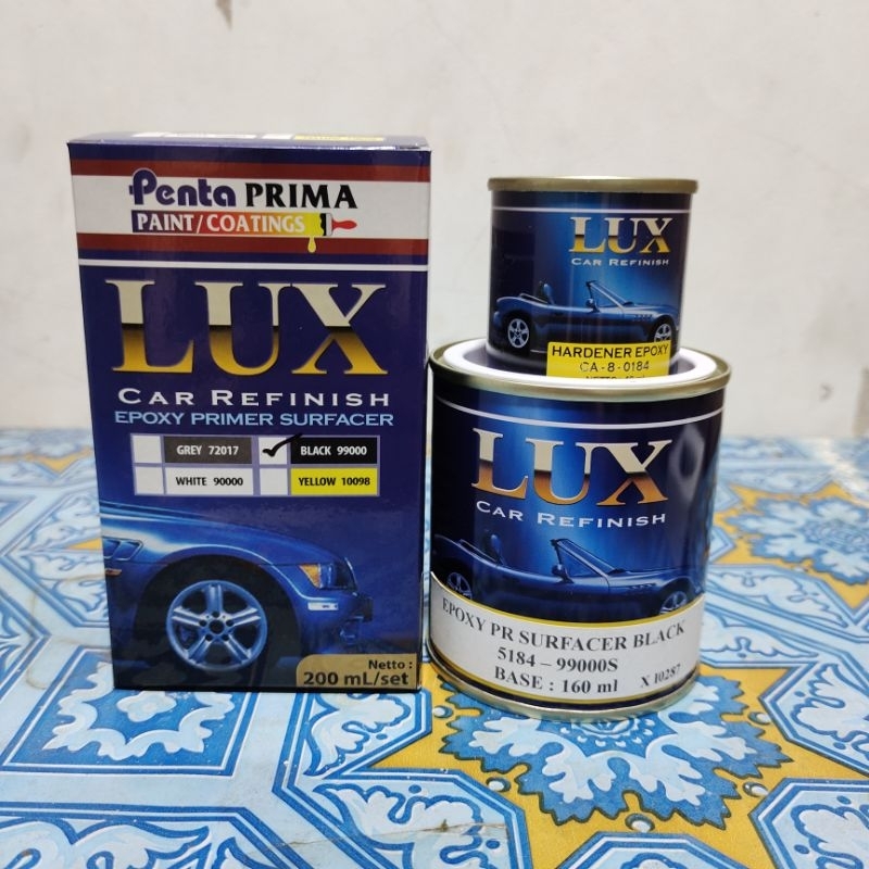 Jual LUX EPOXY PRIMER SURFACER BLACK / HITAM 2 KOMPONEN ISI 200 ML 1SET ...