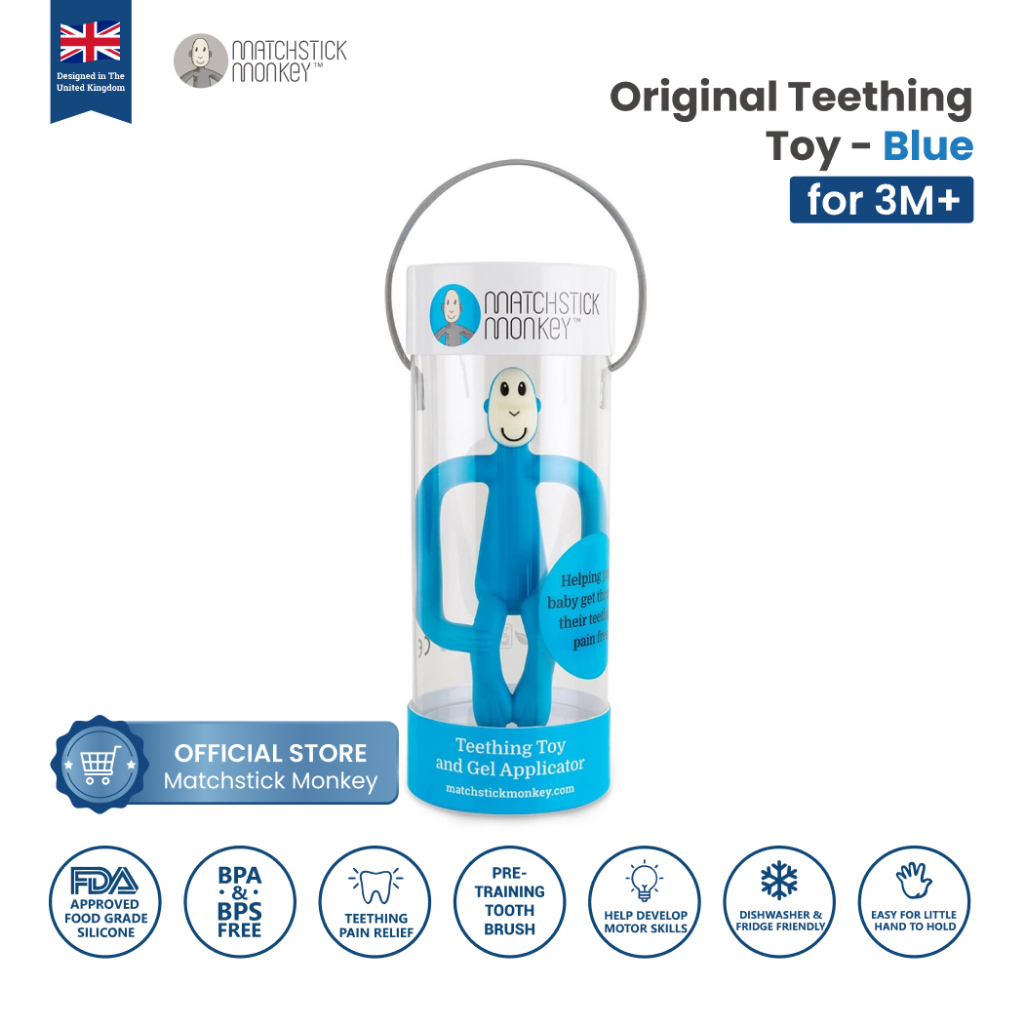 Jual Matchstick Monkey - Blue - Original Teething Toy / Teether ...