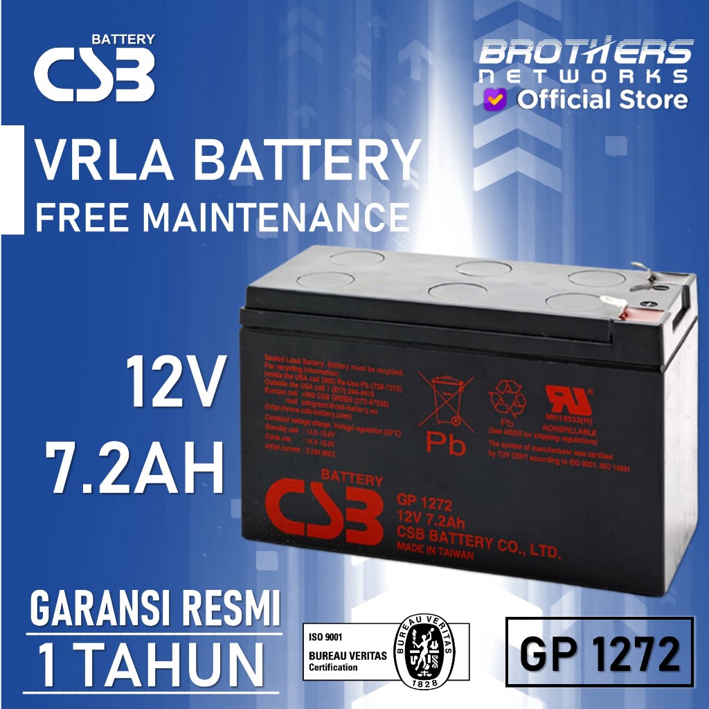 Jual BATTERY VRLA CSB GP1272 12V 7.2AH 28W - AKI KERING UPS GP 1272 ...