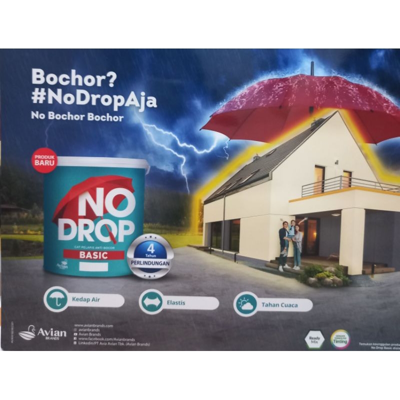 Jual CAT PELAPIS ANTI BOCOR NO DROP BASIC KEMASAN 1KG / CAT DINDING INTERIOR DAN EXTERIOR ...