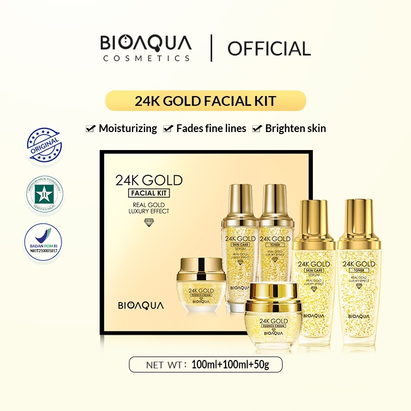Jual Bioaqua Cosmetics 24K Gold Facial Kit sets&packages 24K cream 50g ...