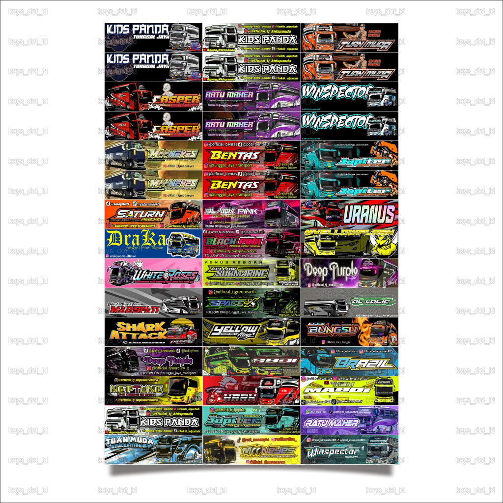 Jual Stiker Bus Basuri Panjang Isi 45pcs, Stiker Bus Mania, Stiker Bus ...