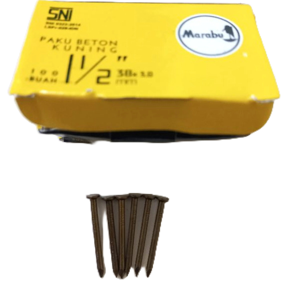 Jual Paku Beton Kuning 11/2 inch Marabu / 1 dus isi 100 paku beton 4 cm | Shopee Indonesia