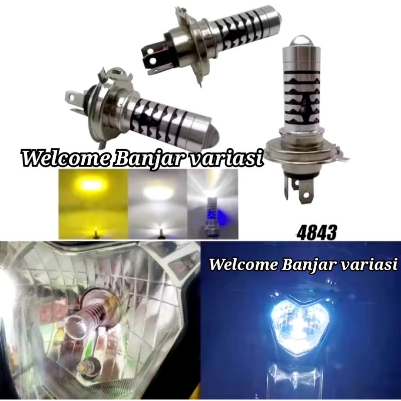 Jual Lampu utama Led H4 Kaki Vixion laser jauh dekat putihkuning senja ...
