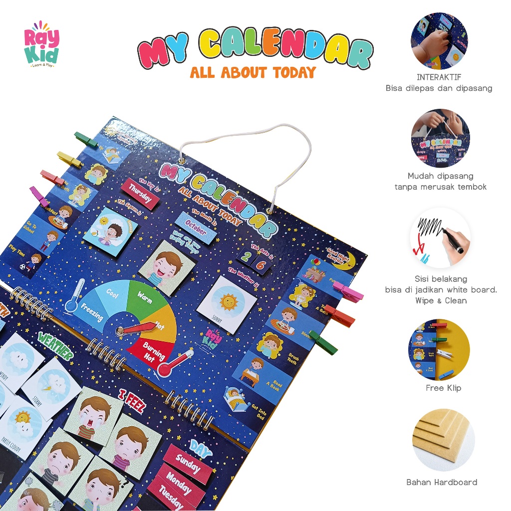 Jual Mainan edukasi anak kalender interaktif Kids Montessori usia 4 ...