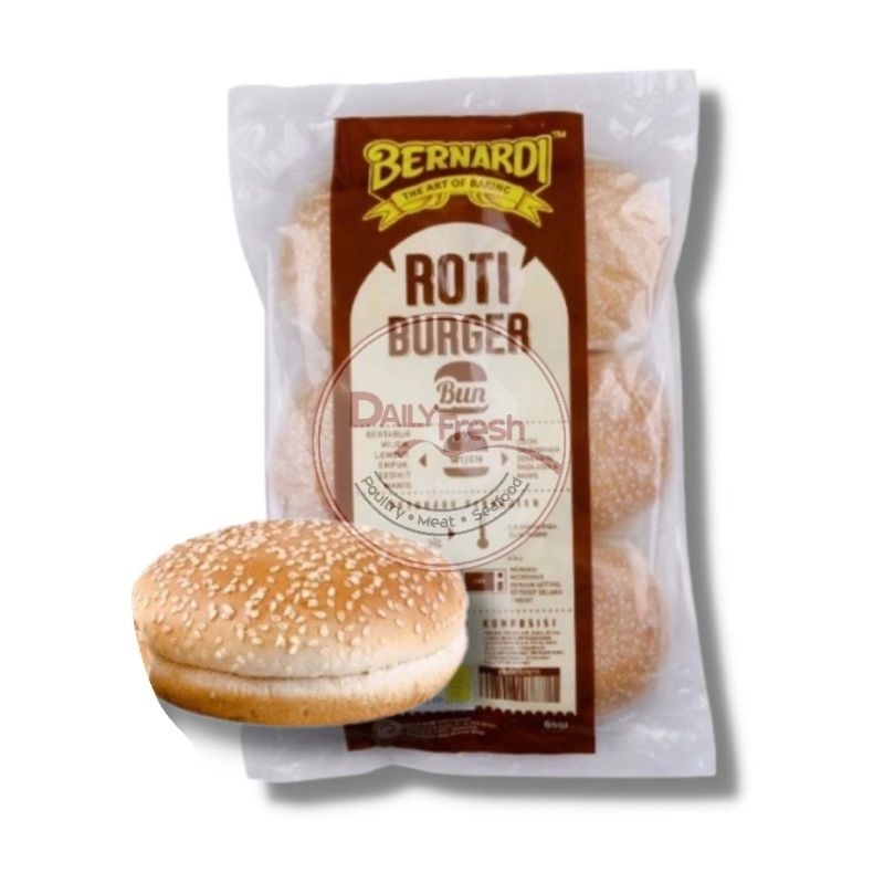 Jual BERNARDI ROTI BURGER WIJEN BIASA | HITAM | SESAME BUN 6PCS 300GR ...