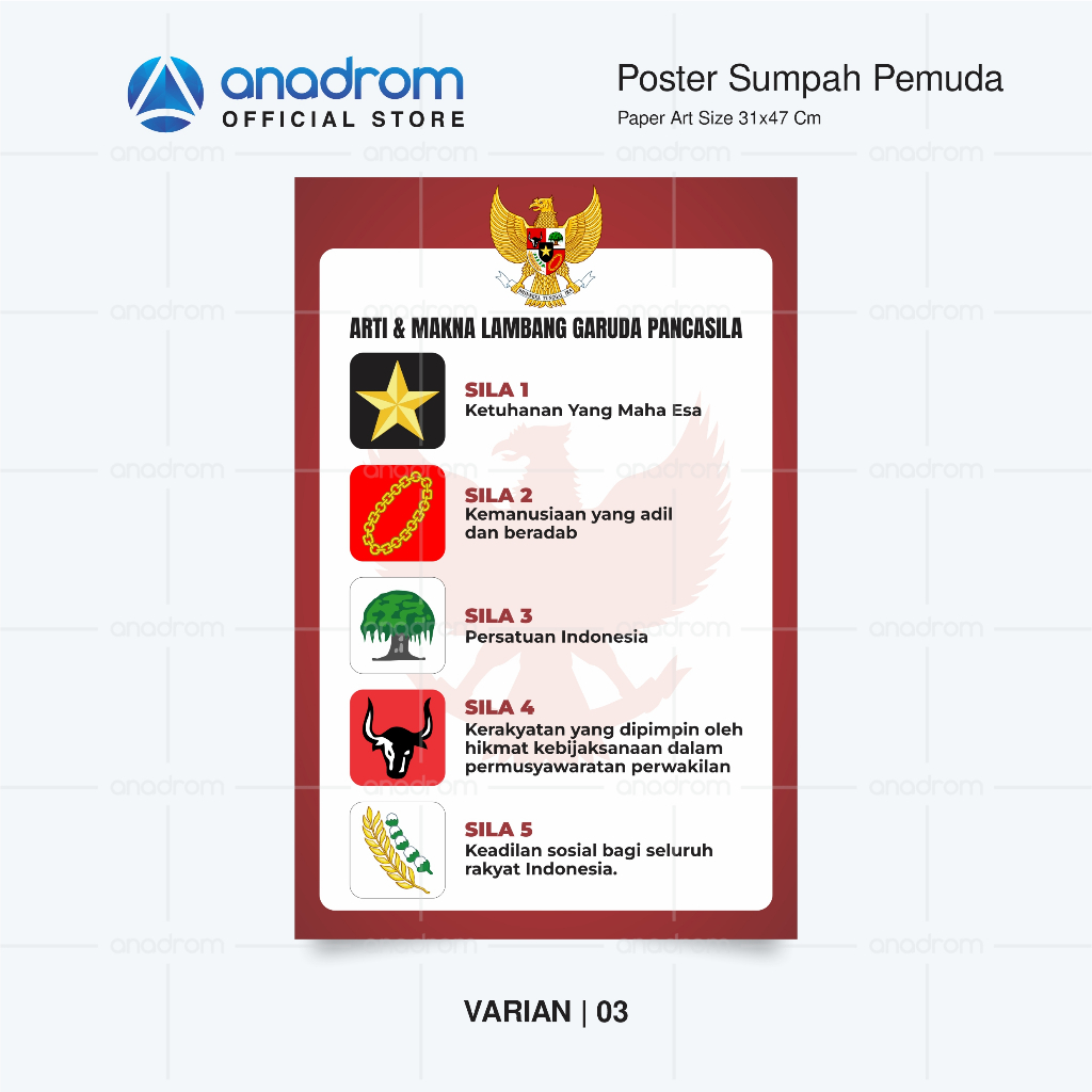 Jual Poster Sumpah Pemuda | Poster Pancasila | Poster Proklamasi ...