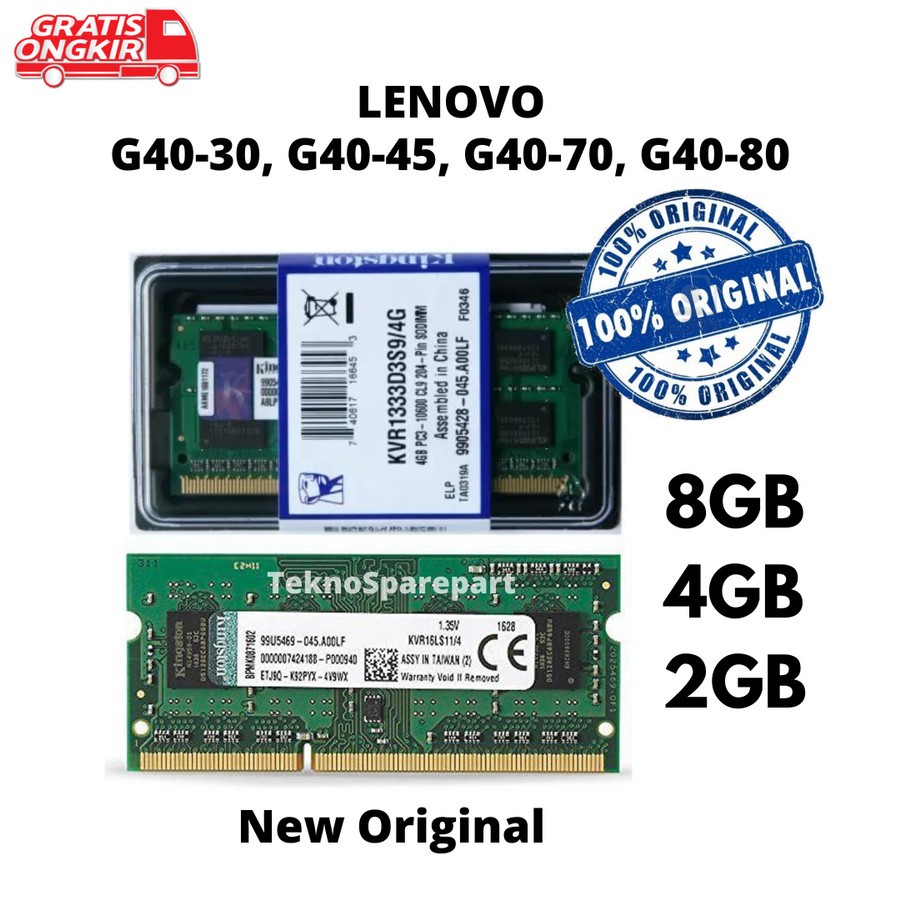Jual ORIGINAL Ram 8GB 4GB 2GB Laptop Lenovo G40 G40-45 30 70 80 New ...