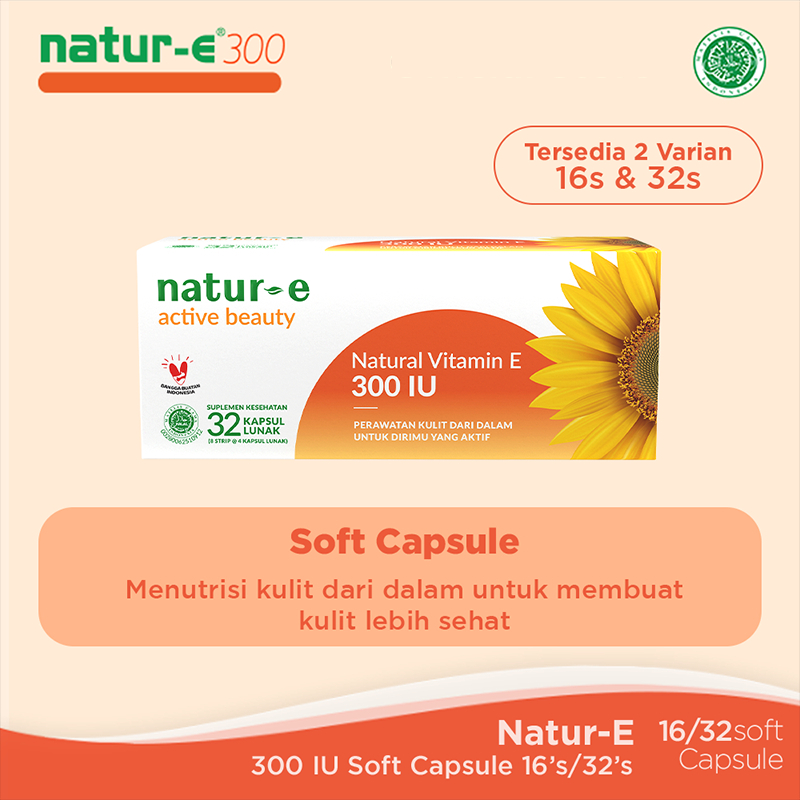 Jual NATUR-E Active Beauty 300 IU Natural Vitamin E Soft Capsule 16's ...