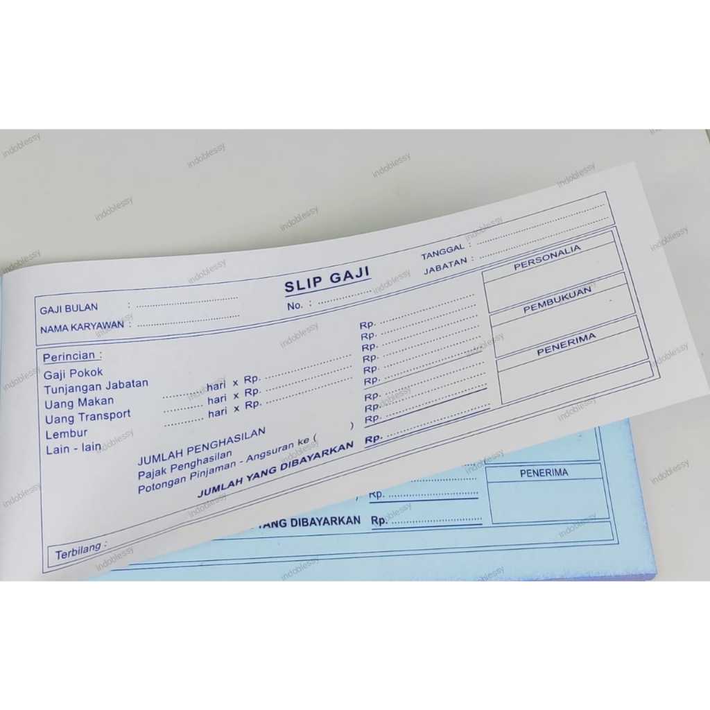 Jual SLIP GAJI bukti gaji NCR 1/3 FOLIO 2 Rangkap Putih - Biru BUKU KWITANSI UPAH | Shopee Indonesia