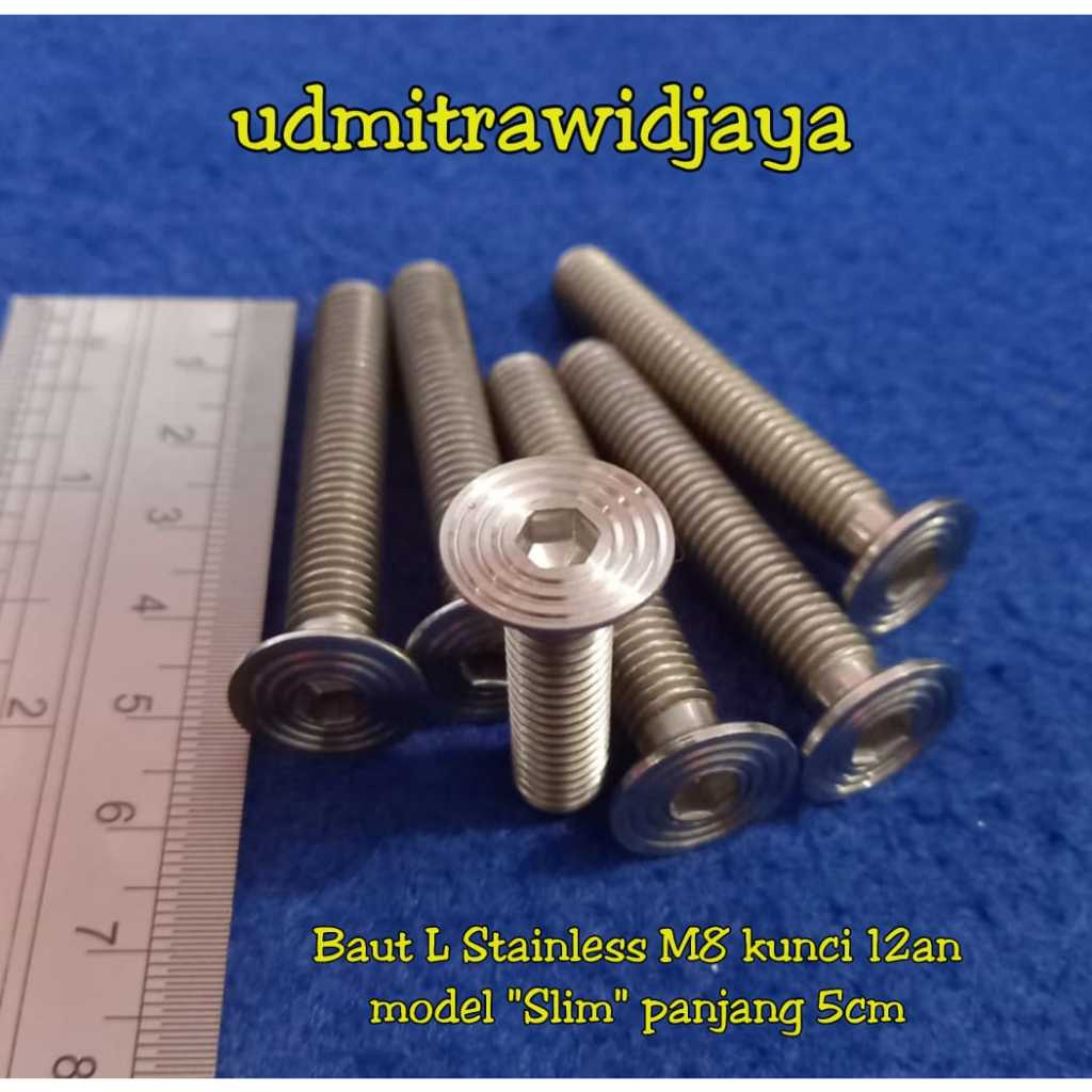 Jual Baut Flat L baut countersink M8x50 5cm baut 12an 13an baut model slim baut bubut model ...