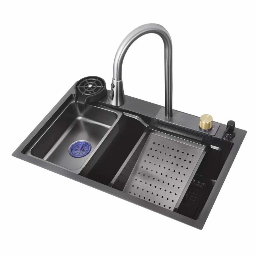 Jual Kitchen Sink 7545 Luxury New Design Complete Set Black | Shopee ...