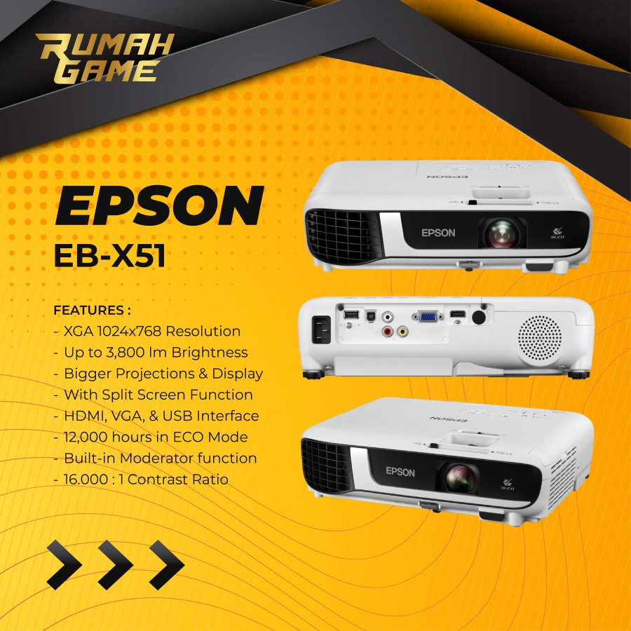 Jual PROYEKTOR EPSON EB X51 EBX51 EB X51 PENGGANTI EB X450 XGA 3800 Lumens | Shopee Indonesia