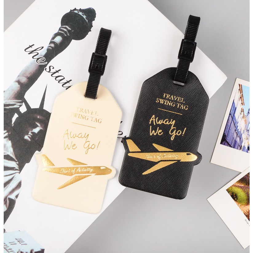 Jual Tag Koper Pesawat Luggage gambar pesawat Tag aksesoris travel gold ...